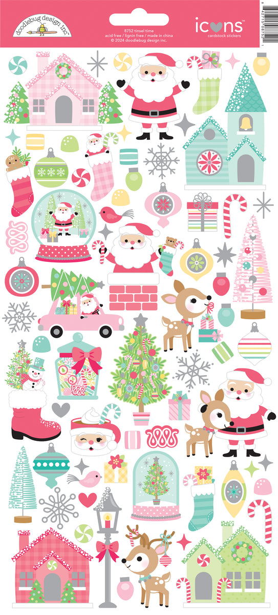 Doodlebug Tinsel Time Icon Sticker Sheet – 3 Craft Chicks